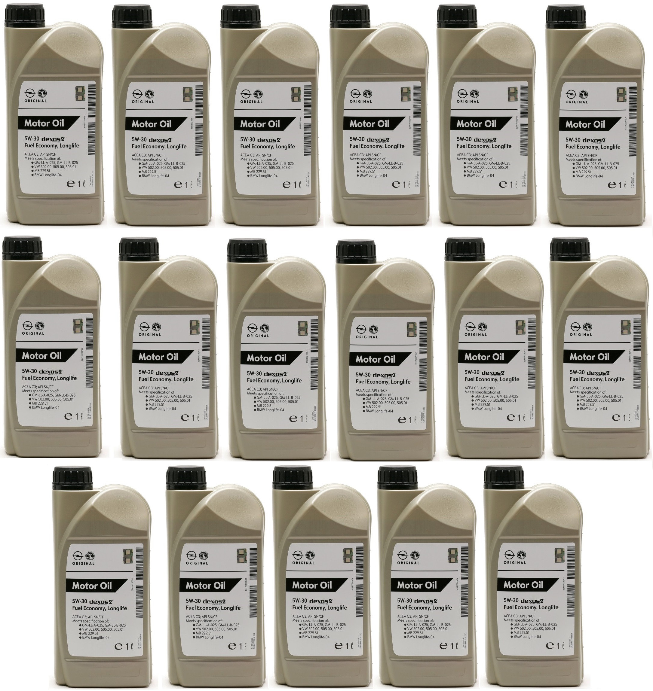 Original GM Genuine Opel 5W-30 dexos2 Longlife 1942000 Motoröl 17x 1l ...