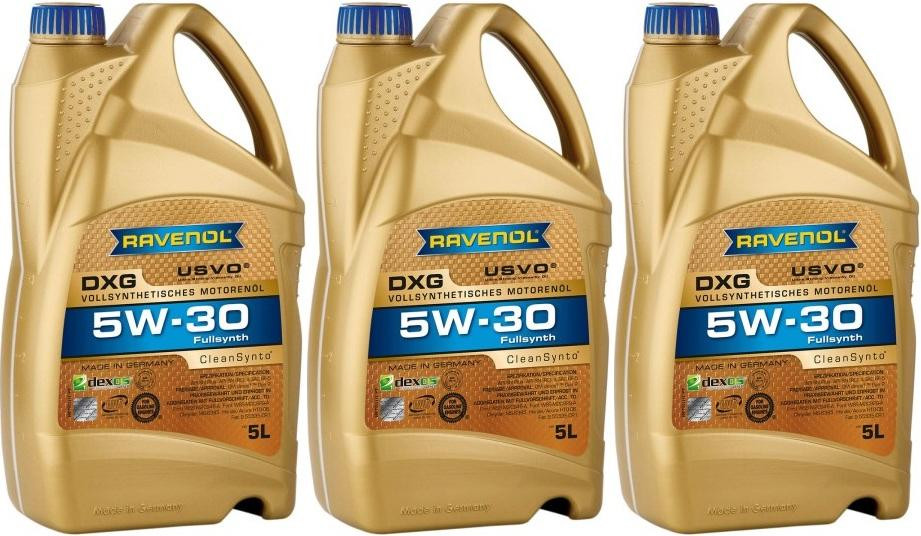 Ravenol DXG SAE 5W-30 Vollsynth Dexos 1 Gen 2 Motoröl 3x 5 = 15 Liter ...