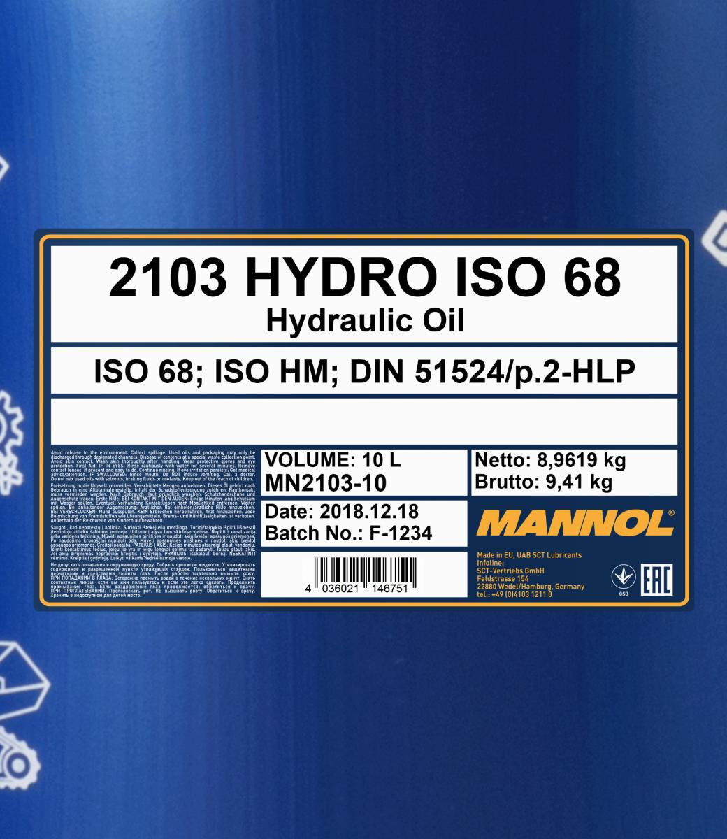 Mannol 2103 Hydro ISO 68 Hydrauliköl 10l Kanister - MotoroelDirekt.at