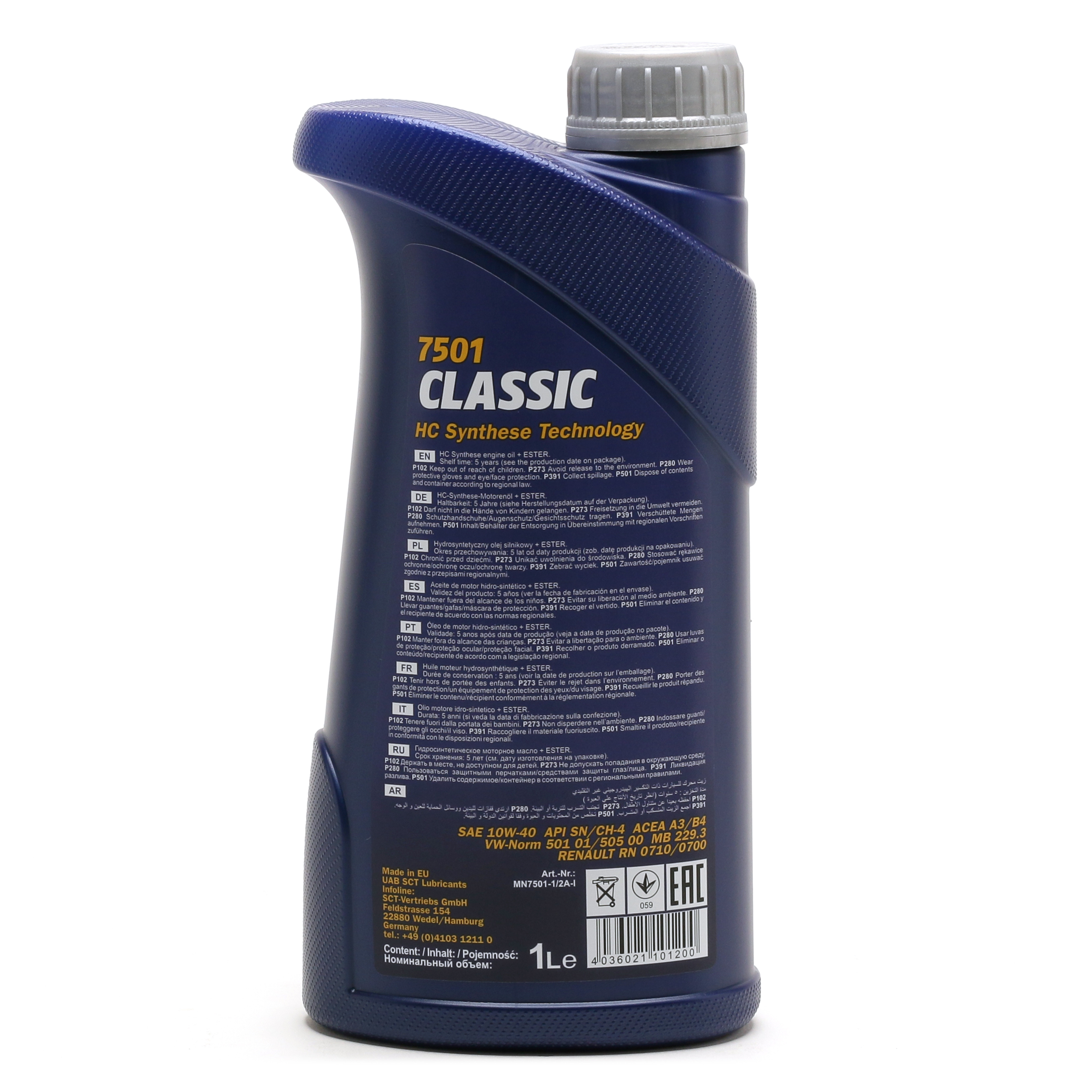 Mannol 7501 Classic 10W-40 synthetisches Motoröl 1l Flasche - SAE 10W ...
