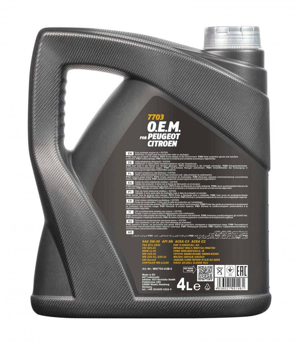 Mannol 7703 Energy Formula PSA 5W-30 Motoröl 4l Kanister - SAE 5W-30 ...
