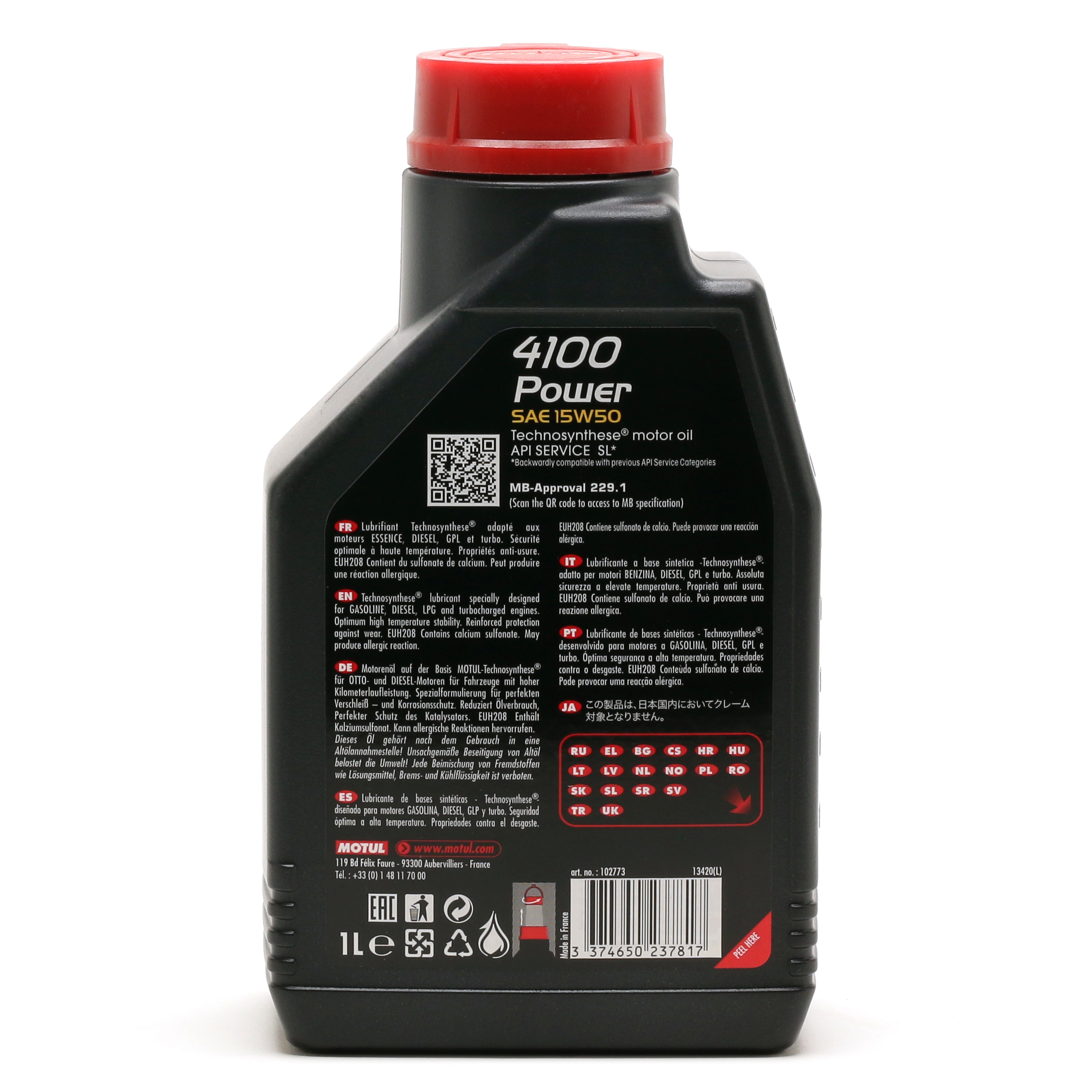 Motul 4100 Power 15W-50 Motoröl 1l - SAE 15W-50 - Auto/PKW Rennsport ...