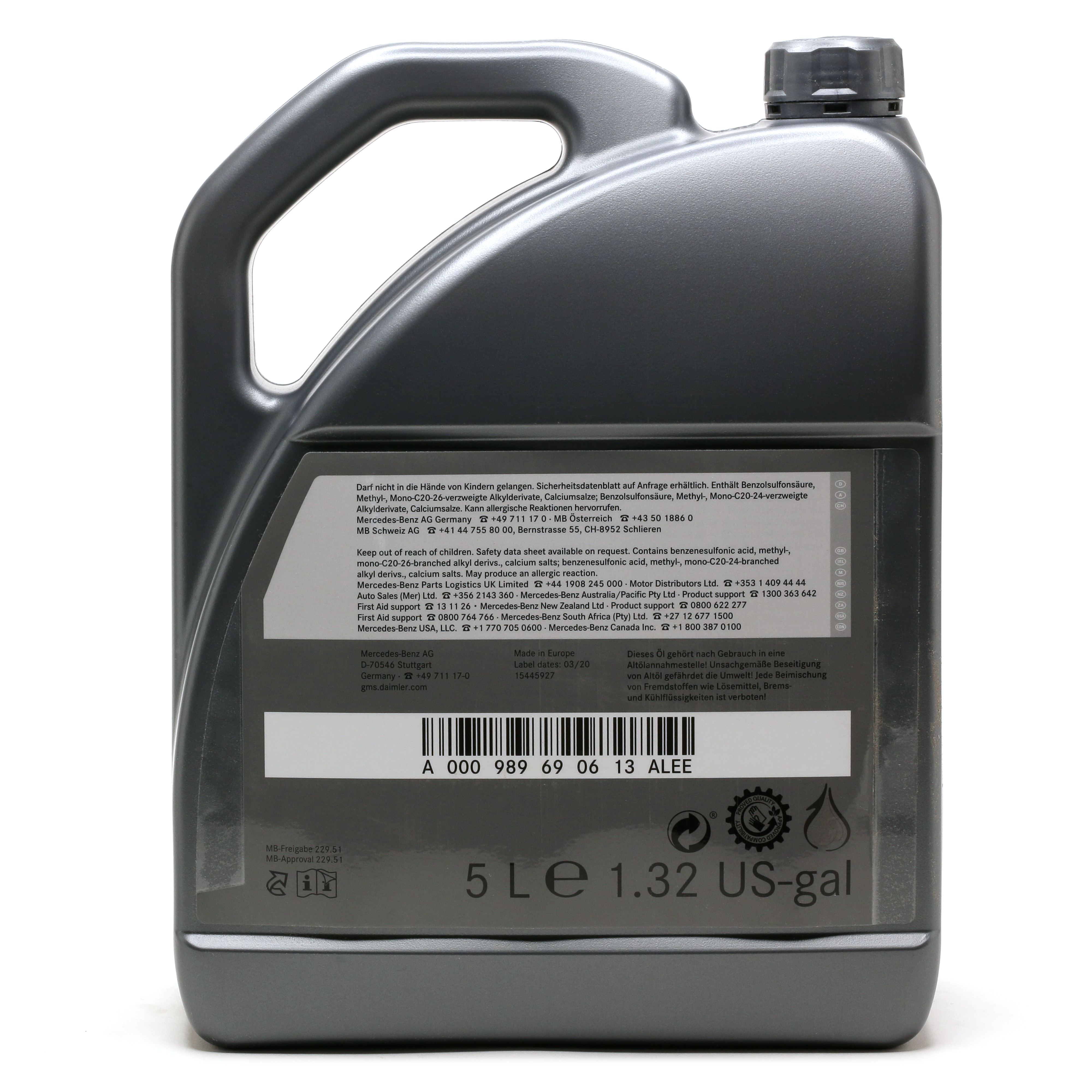 Original Mercedes Benz MB 229.51 5W-30 Motoröl 5l - SAE 5W-30 - Auto ...