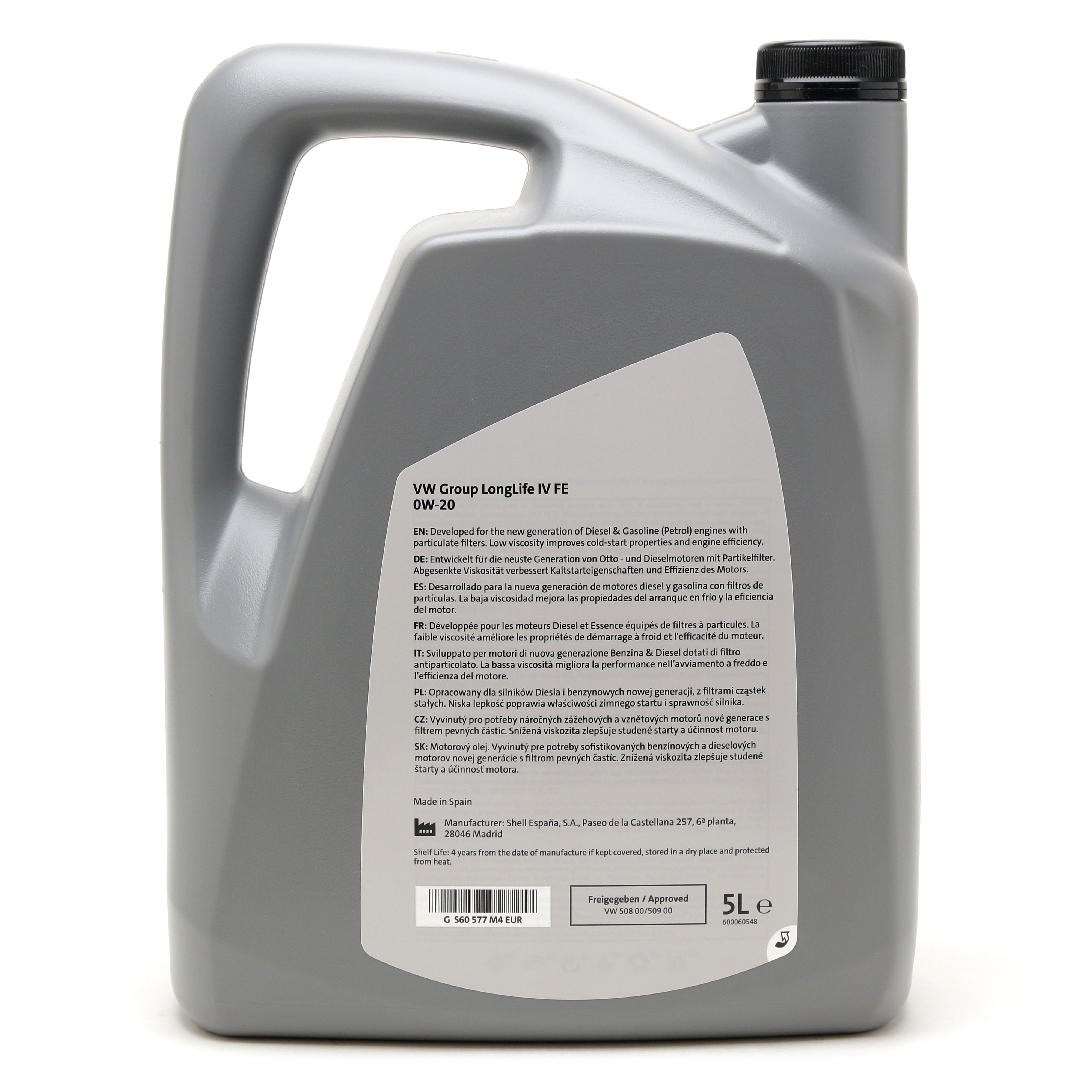 Original VW Longlife GS60577M4 IV 0W-20 Motoröl 508.00/ 509.00 - 5l ...